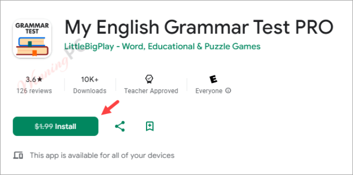 My English Grammar Test PRO App Giveaway for Android